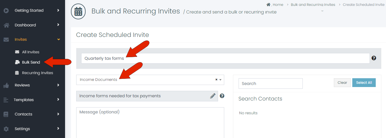 Creating a Scheduled or Recurring Invite